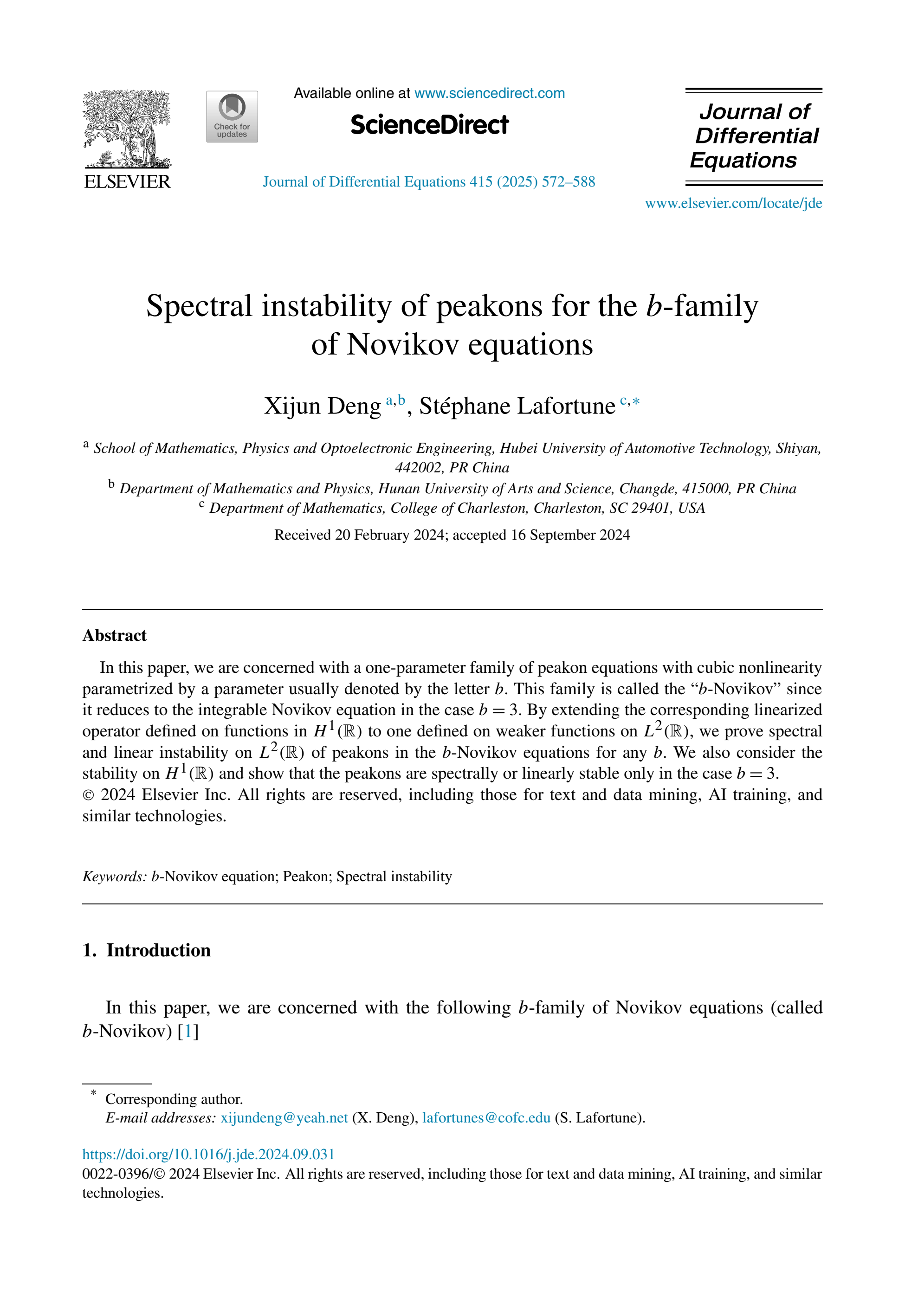 我校教师在国际知名数学期刊《Journal of Differential Equations》发表研究成果-湖北汽车工业学院